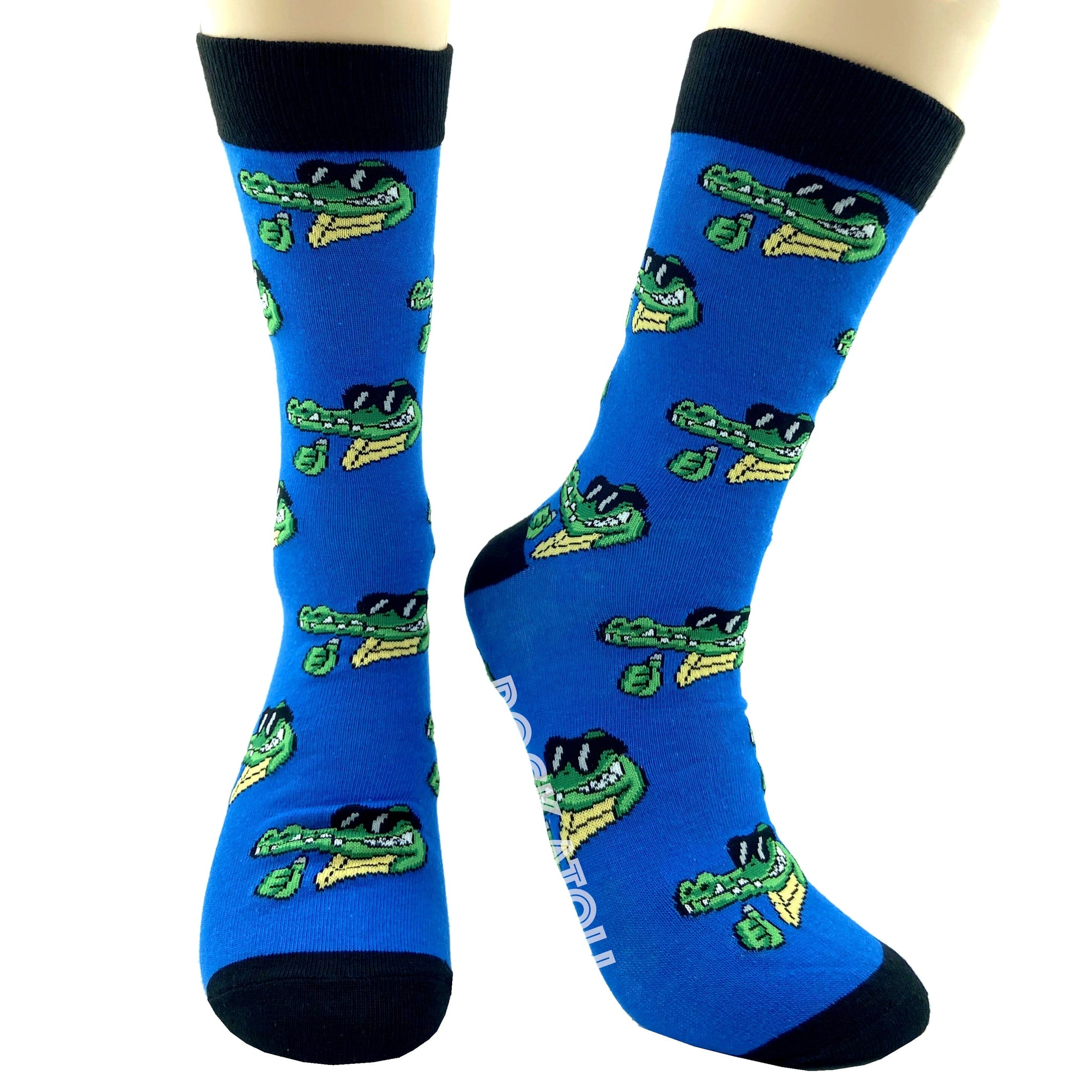 Bright Blue Cool Crocodile Alligator Reptile Patterned Novelty Socks