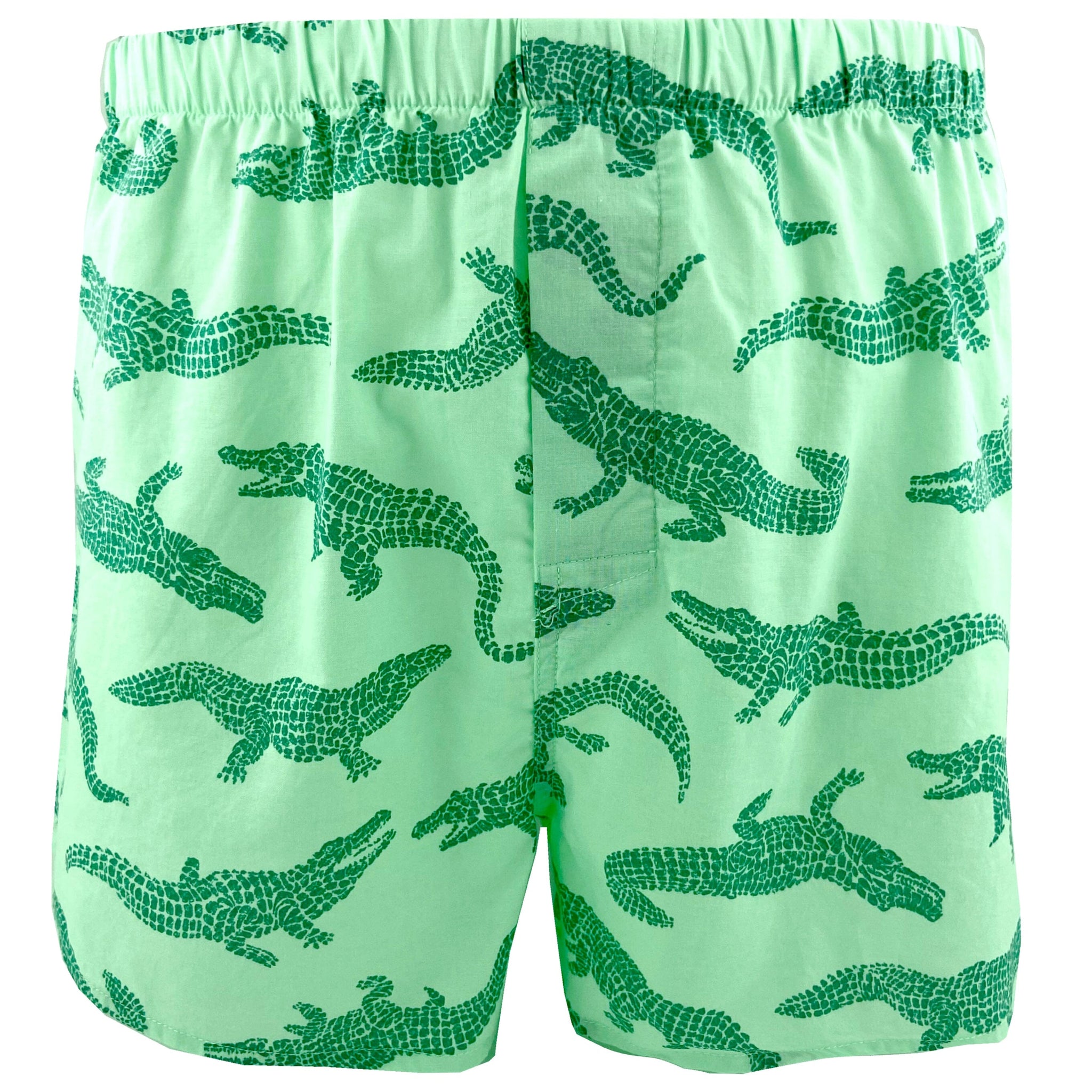 Men's Green Crocodile Alligator All Over Print Boxer Shorts Underwear
