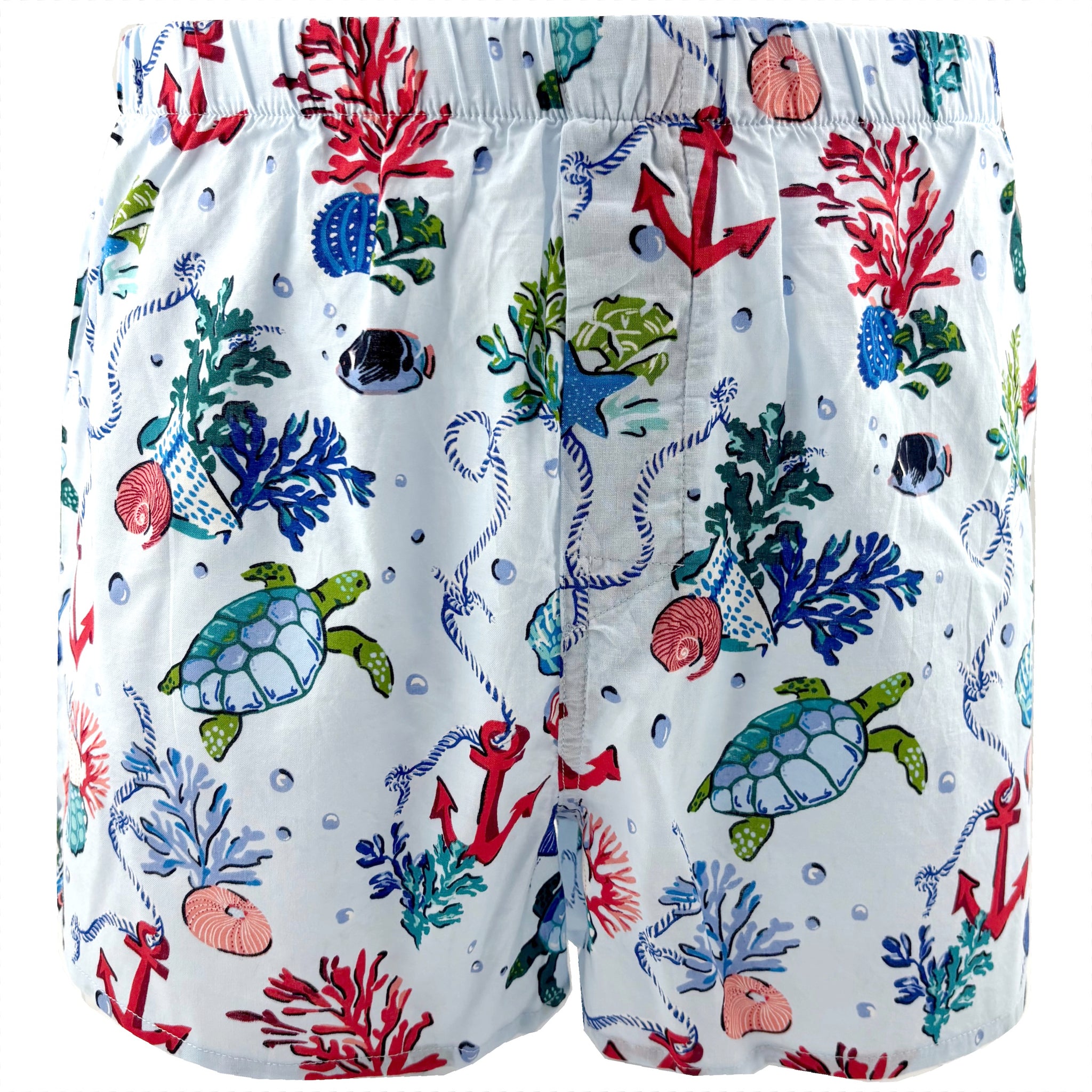 Under The Sea Diving Themed Sea Turtles & Coral Patterned Boxer Shorts