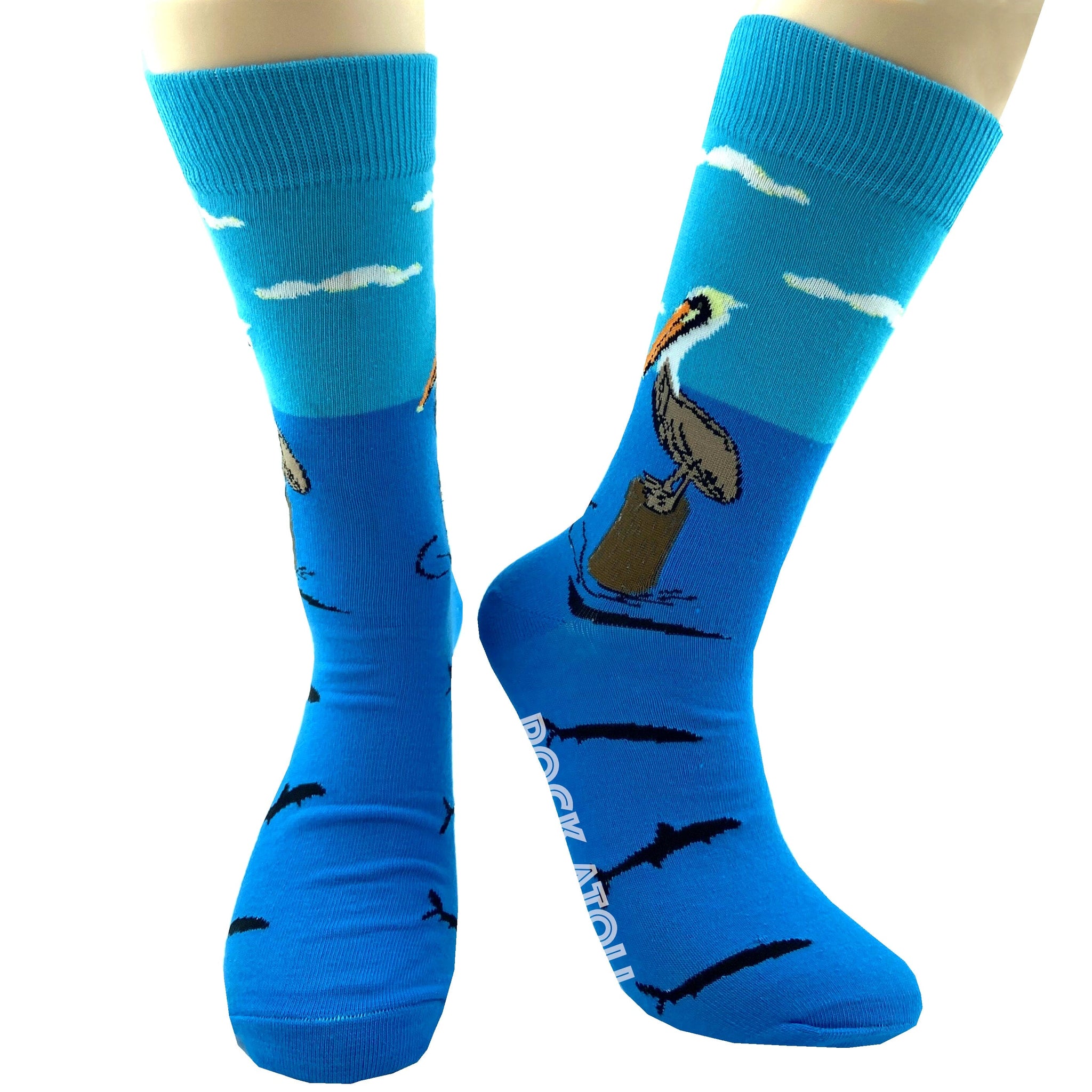 Unisex Bright Blue Pelican Water Bird Patterned Long Novelty Socks