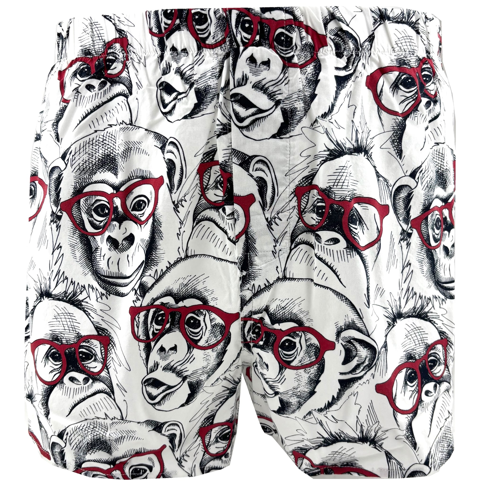 Men's White Orangutan Monkey Chimpanzee Novelty Print Boxer Shorts