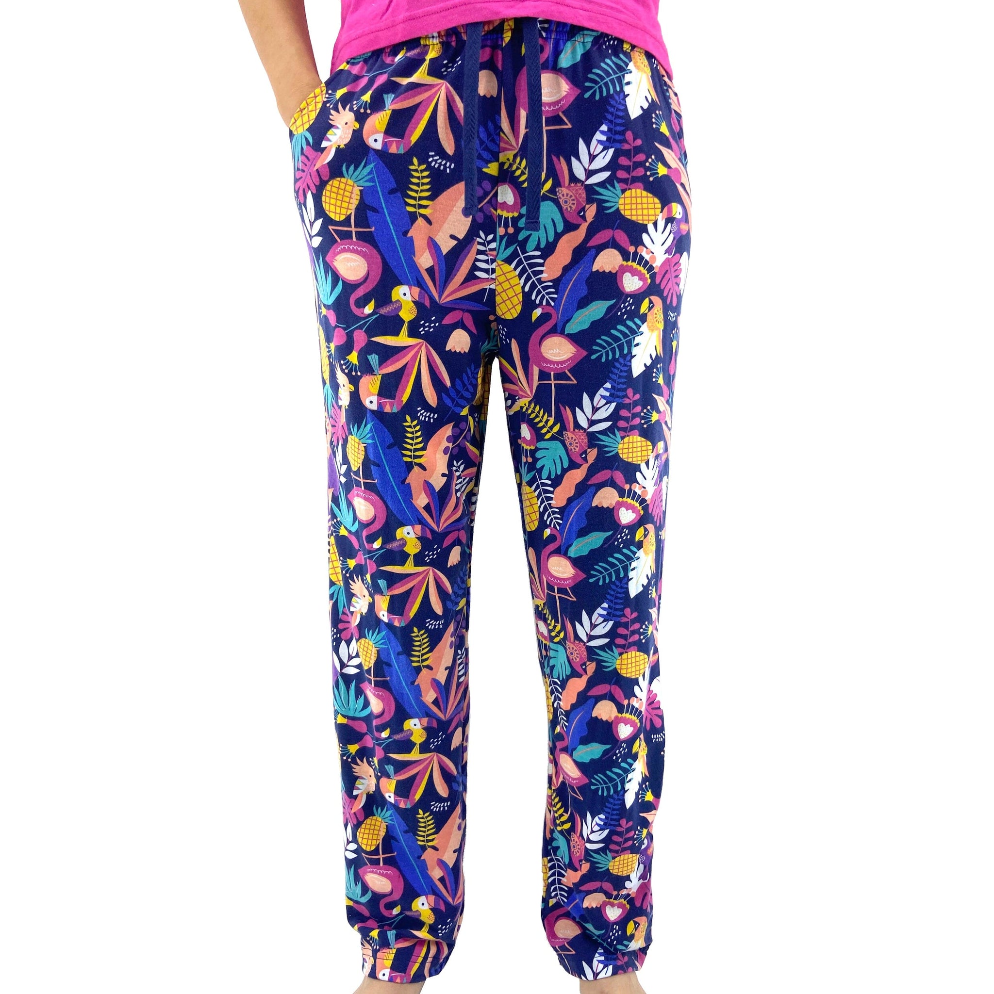 Women's Colorful Tropical Birds Parrot Floral Patterned Lounge Pants