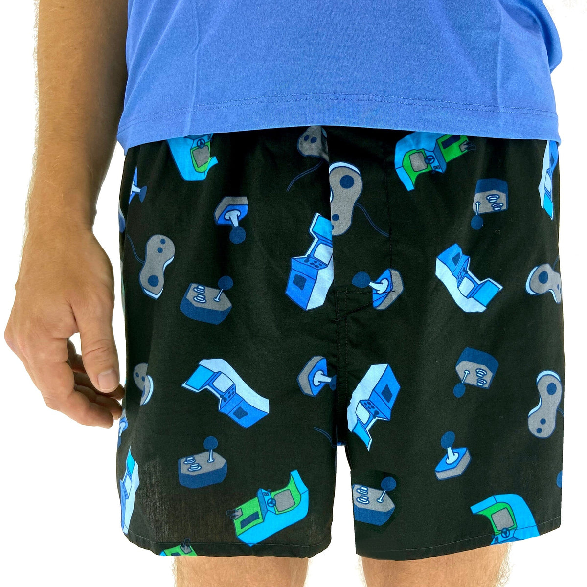 Men's Retro Arcade Themed Joystick Novelty Print Cotton Boxer Shorts