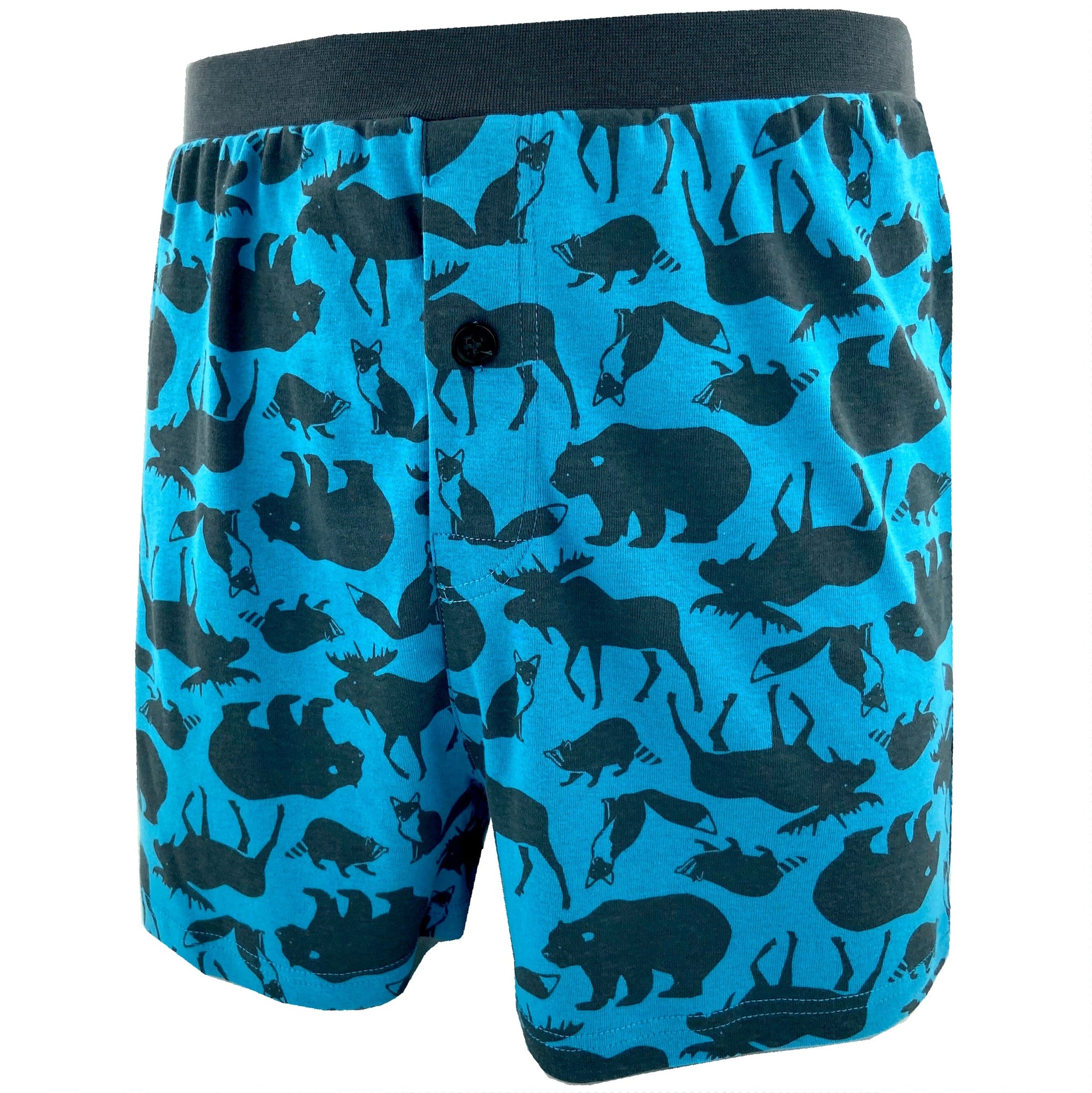 Men's Woodland Creatures Moose Patterned Soft Knit Boxer Pajama Shorts