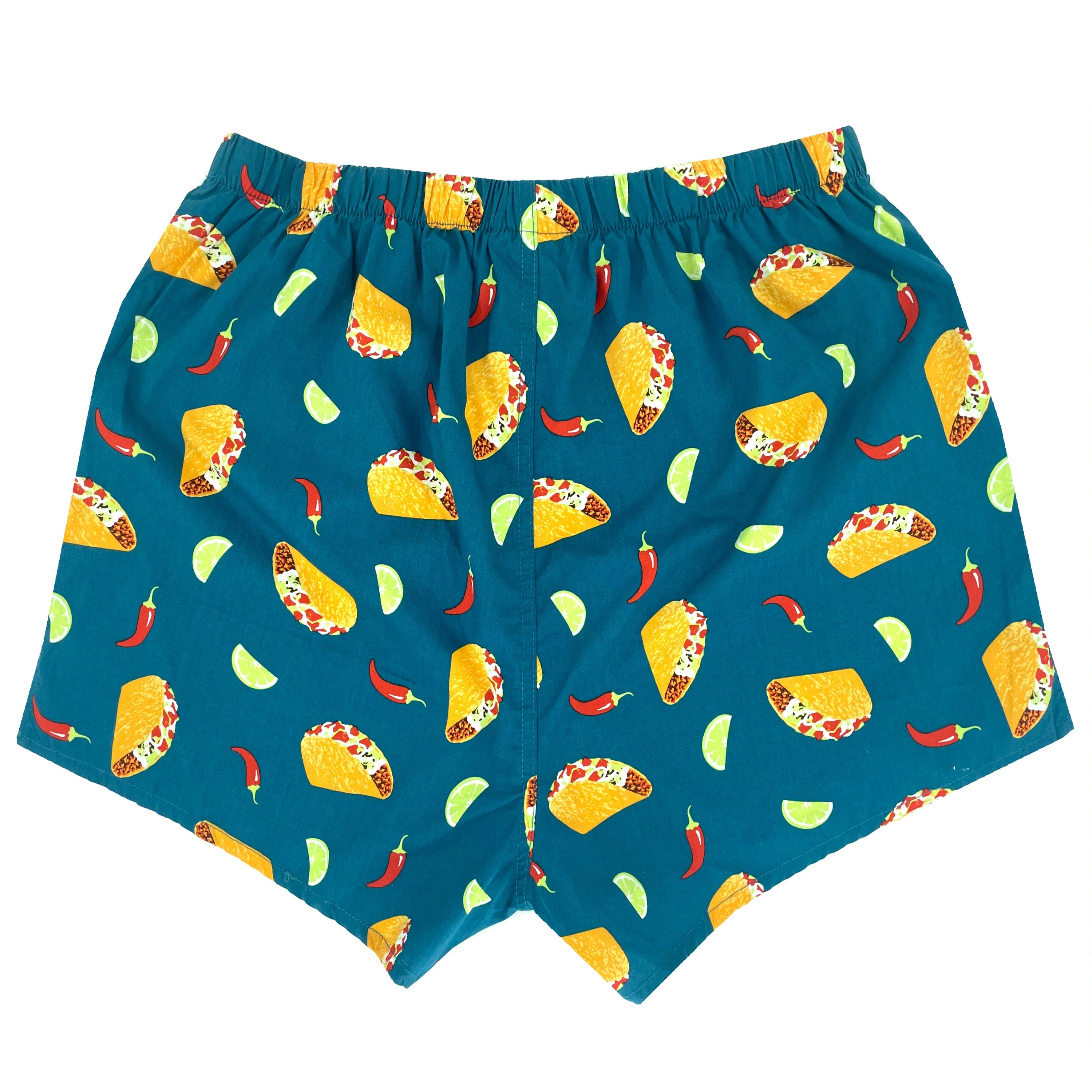 Buy Men's Food Inspired Taco Lime and Chili Print Cotton Boxer Shorts